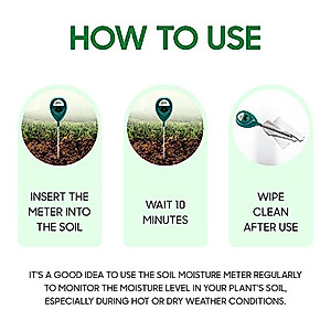 Soil Moisture Meter, Plant Water Meter, Soil Hygrometer Sensor for Gardening, Farming, Indoor, and Outdoor Plants, Plant Moisture Meter with Probe, Water Tester for Plants and Garden - Green