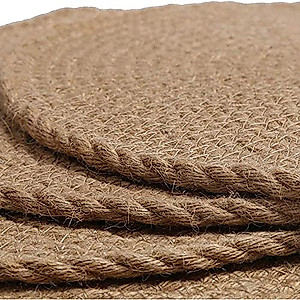 Homtoozhii Woven Placemats 14 inch Round Braided Placemat for Dining Table Heat Resistant Anti-Slid Jute Mats Table Mat for Dish Plate Pot Teapot