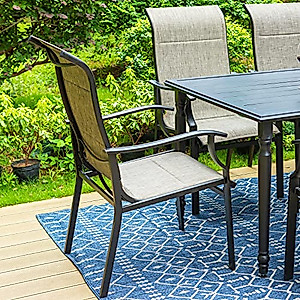 PHI VILLA Outdoor Dining Chairs Set of 4, High Back Textilene Fabric Padded Armchairs with E-Coated Steel Frame for Patio, Porch, Deck, Yard