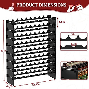 Domax Wine Rack Freestanding Floor - 8 Tiers Wine Bottle Holder 72 Bottle Stackable Wine Rack， Bamboo Wine Holder Wine Storage Racks for Kitchen, Bar, Pantry and Cellar (Black)