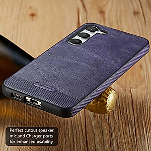 Casus Designed for Samsung Galaxy S23 Case Vegan Leather Slim Classic Luxury Elegant Thin Protective Cover (2023) 6.1" - Purple