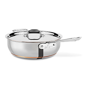 All-Clad 61211SSEURO Copper Core Sauté Pan, Conical with Lid, 28.4 cm, 4 L, Stainless Steel, Suitable for Induction Cookers