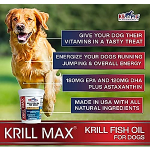 Krill Oil for Dogs Omega Bites - Fish Oil for Dogs - Dog Shedding Supplement - Deshedding Vitamins Anti Itch Omega Chews Krill Oil Dog Chews Antioxidant for Shed Control Omega 3 6 9 for Dogs