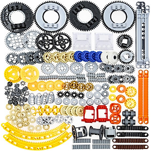 Habow 162pcs Technic-Parts Gears-Axle-Pin-Connector Compatible with Lego-Technic, Gear box Technic Cam Differential Engine Kit. MOC-Replacement-Pieces
