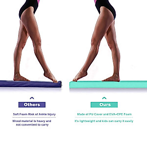 FBSPORT 8ft Balance Beam: Folding Floor Gymnastics Equipment PU Leather for Kids Adults,Non Slip Rubber Base, Gymnastics Beam for Training, Practice, Professional Home Training