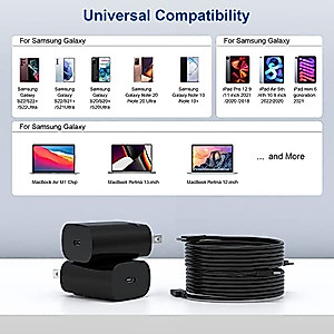 Fast Charger Type C, 2Pack 25W USB C Wall Charger Fast Charging Block with 10ft C to C Charging Cable for Samsung Galaxy S22, S22 Plus, S20 / S21 Ultra Plus, Note 20 / Note 10 Plus