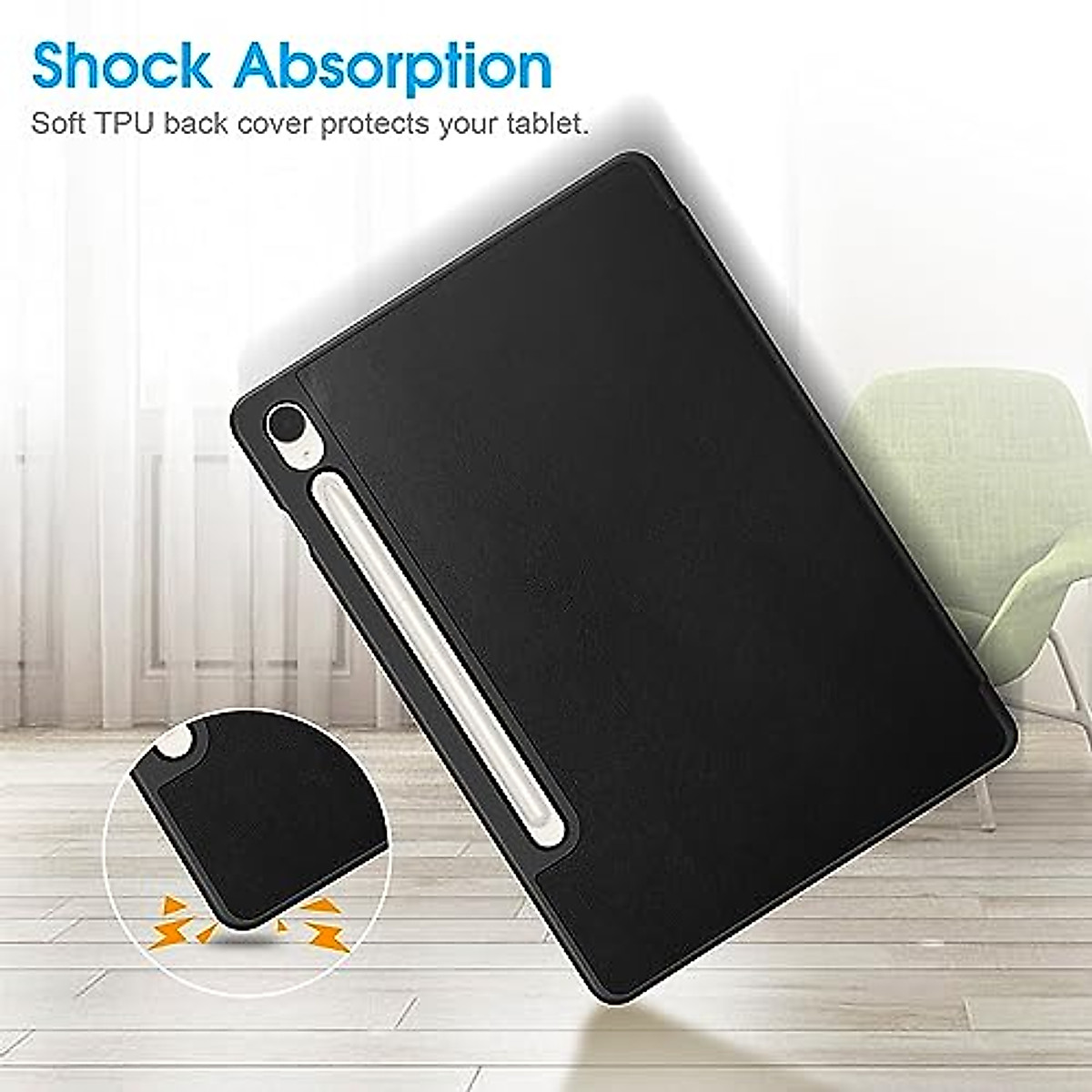 Fintie Slim Case for Samsung Galaxy Tab S9 11 Inch 2023 Model (SM-X710/X716B/X718U) with Built-in S Pen Holder, Soft TPU Smart Stand Back Cover Auto Wake/Sleep Feature, Black