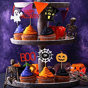 33 pcs Halloween Cake Topper Cupcake topper Haunted House Cake Topper Halloween Cake Decoration Ghost Cake Decoration Pumpkin Cupcake Decoration for Wizard Party Ghost Party Spider Party (33 pcs)