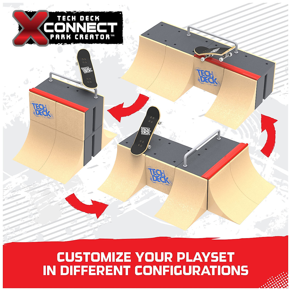 Tech Deck, Big Vert Wall X-Connect Park Creator, Customizable and Buildable Ramp Set with Exclusive Fingerboard, Kids Toy for Boys and Girls Ages 6 and up