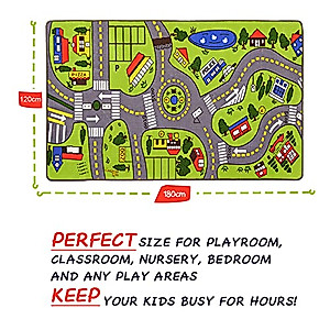 X-Large Kids Carpet Play Mat Rug for Playroom, 48'' x 72'’ City Life with Road Traffic Car Rug Mat, Learning and Educational Play Rugs Great for Kids Bedroom Play Room Boy Room Decor