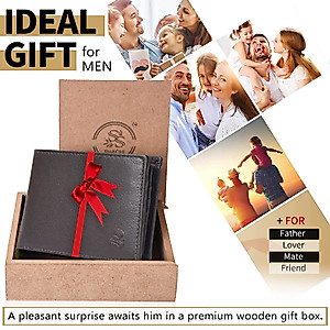 Mens Leather Wallet Rfid Blocking Slim Bifold Front Pocket Flip ID Window With 12 Slots | Real Chrome Free Leather | Multiple Card Holder | Compact Premium Best Handmade Gift (Chocolate Brown)