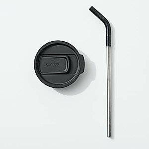 Contigo Streeterville Stainless Steel Vacuum-Insulated Tumbler with Straw and Splash-Proof Slider Lid, Keeps Drinks Hot up to 8hrs or Cold for 24hrs, Great for Travel/Work/School, 24oz Dragonfruit