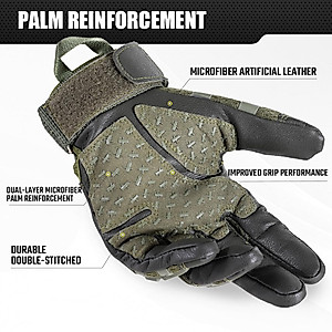 WTACTFUL Touch Screen Motorcycle Tactical Gloves for Men Airsoft Paintball Gear MTB Bike Cycling Cross-Country Motorbike ATV Hunting Hiking Riding Driving Work Outdoor Full Finger Gloves S Green
