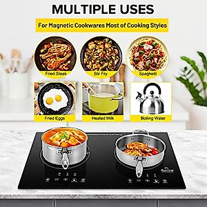 Duxtop 1800W Portable Induction Cooktop 2 Burner, Built-In Countertop Burners with Adjustable Temperature Control, Sensor Touch Induction Burner with Timer and Safety Lock, Easy to Clean, 8620BI/BTK35