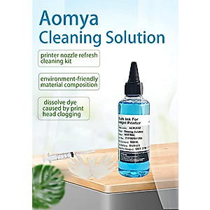 Aomya Printer Cleaning Kit Printhead Cleaning Kit for Inkjet Printers HP/Brother/Epsn/Canon Liquid Printers Nozzle with Syringe&Glove(100ml