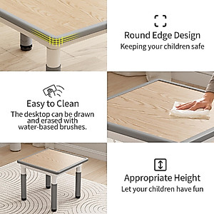 JONUTATO Kids Table and Chairs, Height Adjustable Childrens Table and Chair Set, Kids Tables for Age 2-8, Graffiti Desktop, Table for Kids with 2 Seats, Small Kids Table, Max 300lbs