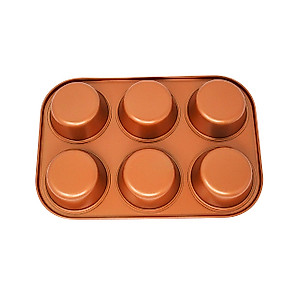 Trademark Innovations Copper Colored Cookware Round Mini Cake Baking Pan for 6 Cakes