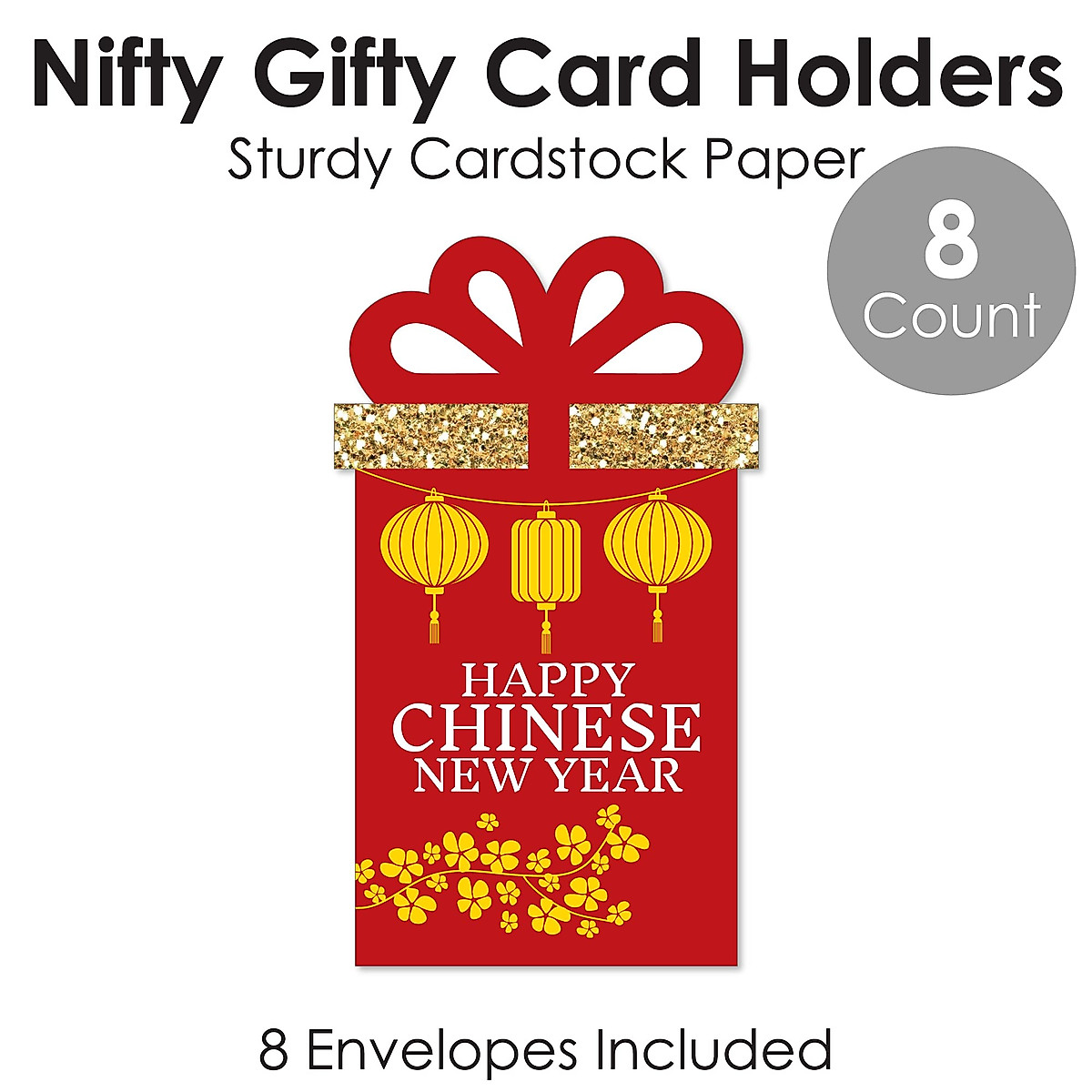 Big Dot of Happiness Chinese New Year - Lunar New Year Money and Gift Card Sleeves - Nifty Gifty Card Holders - Set of 8