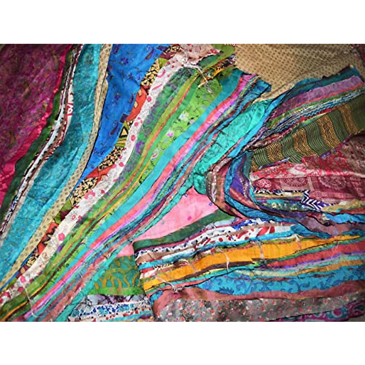 40 Qty 12"X12" Lot 100% Pure Silk Print Vintage Sari Fabric remnants Scrap Bundle Precut Fabric Squares for Craft Patchwork