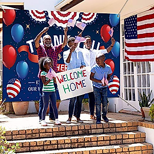 Thank You to Our Heroes Banner Decorations Patriotic Happy Veterans Day Backdrop Background for Greeting Police Military Army Employees Heroes Theme Party Supplies, 71 x 43 Inch