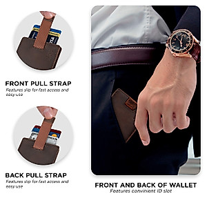 SERMAN BRANDS RFID Blocking Bifold Slim Genuine Leather Minimalist Front Pocket Wallets for Men Money Clip (Texas Brown 3.0)