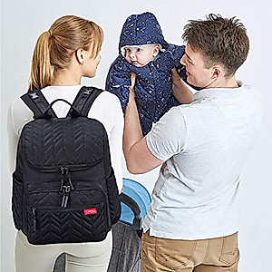 Diaper Bag Backpack, Tebio Multi-Function Large Capacity Waterproof Travel Backpack Nappy Bags, Gifts for Dad, Mom-Black