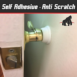 Rubber Door Stopper Bumpers (Pack of 4) White - Made in USA - Self Adhesive Wall Protectors, Prevent Damage to Walls from Door Knobs Handles, Guard and Shield