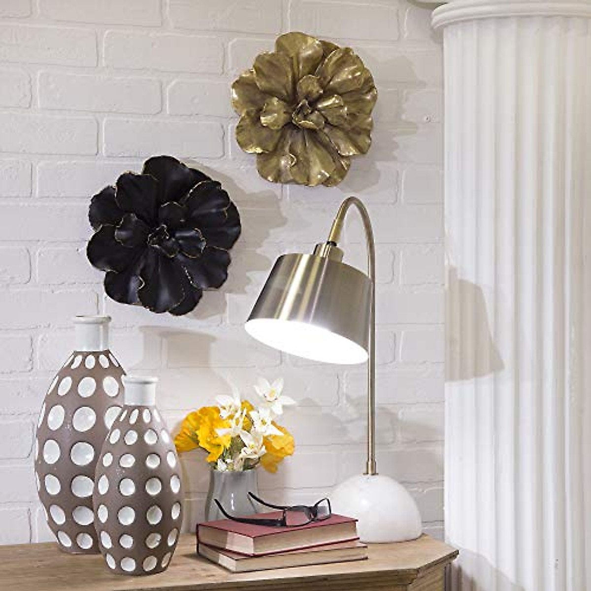 Sagebrook Home 11130-02 Flower Wall Plaque, Gold, 10x10x2.5