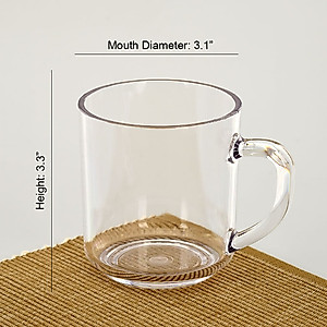 CITYPOINT 4 pcs, 11 OZ Crystal Clear Plastic Coffee Mug, Restaurant Beverage Cups Party Juice Cups, Break-Resistant Plastic Picnic Drinking Cup