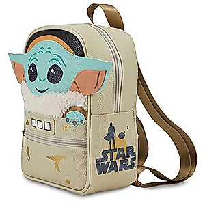 AI ACCESSORY INNOVATIONS Star Wars Mandalorian Grogu “The Child 10” Mini Backpack Purse, Faux Leather PU with 3D Features and Embroidered Appliques