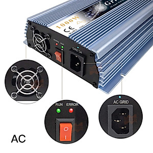 Marsrock 1000W Grid Tie Solar Inverter, 20-50V DC to AC 120V Pure Sine Wave Inverter for 1000-1200W 24V, 30V, 36V PV Module(AC120V Blue)