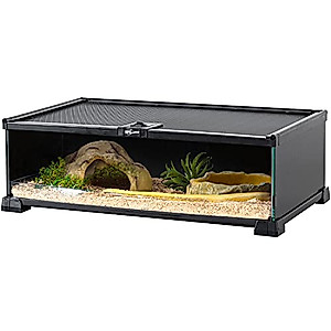 REPTIZOO Small Reptile Tank 20" x 12" x 6" Glass Reptile Terrarium with Top Feeding Reptile Habitat for Reptile Amphibians Snake Spider