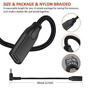 RAINSUNG USB-C to Smart Blue Tip Adapter Charging Cable for HP Laptop 19.5v 45w 65w, Female USB C Converter Power Charger Adapter Cord for X360 Pavilion Envy Spectre Elitebook 840 ProBook