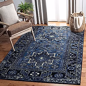 SAFAVIEH Vintage Hamadan Collection Area Rug - 9' x 12', Blue & Grey, Oriental Traditional Persian Design, Non-Shedding & Easy Care, Ideal for High Traffic Areas in Living Room, Bedroom (VTH211N)