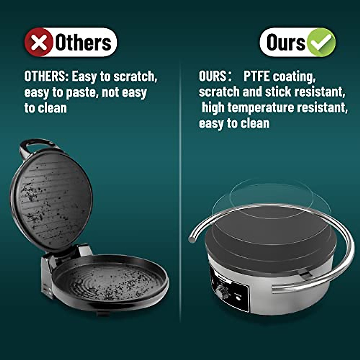 WantJoin Commercial Electric Crepe Maker 16“ 110V, Commercial Non Stick Electric Crepe Machine, 403 Stainless Steel Cooking Base 1700W