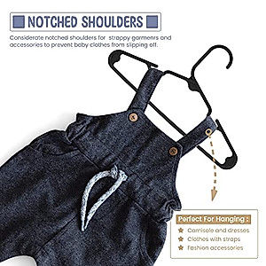 HOUSE DAY Kids Hangers 40 Pack, Premium Baby Hangers for Closet, Slim Plastic Hangers Cute Infant Hangers, Durable Kids Clothes Hanger Toddler Hangers, Childrens Hangers Baby Hangers for Nursery Black