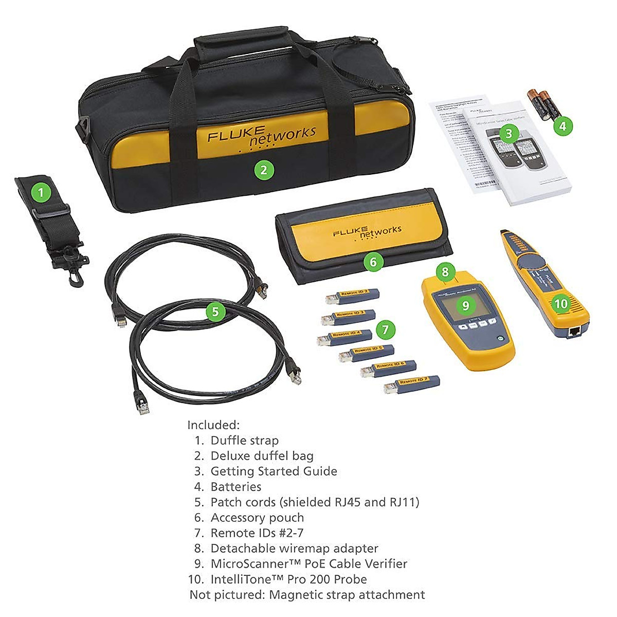 Fluke Networks - 5018513 MS-POE-KIT MicroScanner Copper Cable Verifier & PoE tester for RJ-45 Category 5-6A Ethernet Cables, Includes IntelliTone Pro 200 & Remote ID Kit