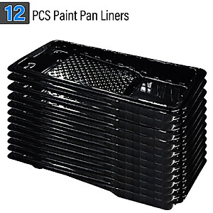 Great Andrew Paint Roller Tray Liner 4 Inch, 12 PCS Disposable Small Plastic Paint Trays Liners Perfect for Smaller Projects, DIY Painting etc. (Black)