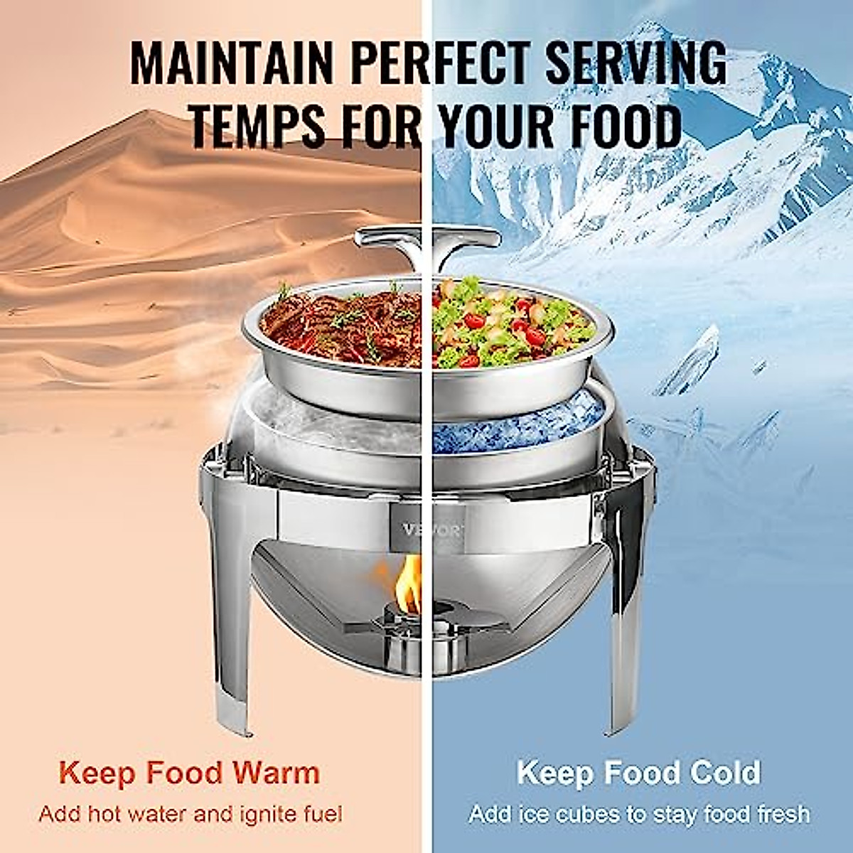 VEVOR Chafing Dish Buffet Set, 2 Packs, Silver