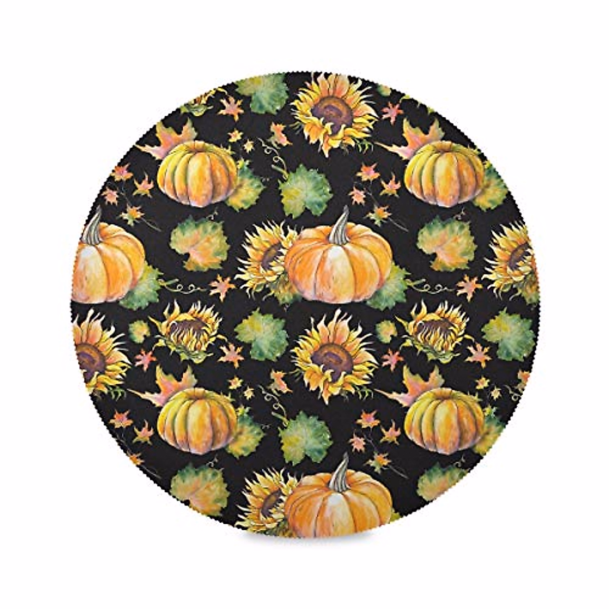 Placemats for Dining Table Mats - Autumn Pumpkins Sunflowers Leaves Branches Place Mat Holiday Place Mats Home Decoration 15.4 inch