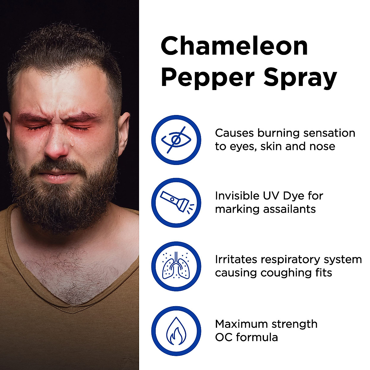 Mace Brand Chameleon Pepper Spray — Change Look of Spray with Included Skins, American Flag, Beach & Camo Patterns — 10’ Pepper Spray, Mace Self Defense Pepper Spray for Women/Men, Made in The USA