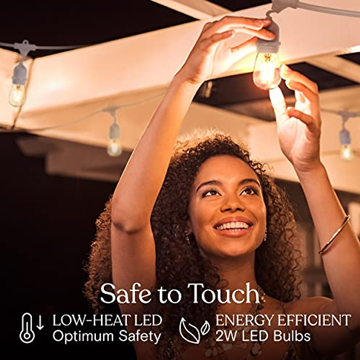 Brightech Ambience Pro - Waterproof LED Outdoor String Lights - Hanging, Dimmable Vintage Edison Bulbs, 48 Ft Commercial Grade Patio Lights Create Cafe Christmas Ambience In Your Backyard, 15 Bulbs 2W