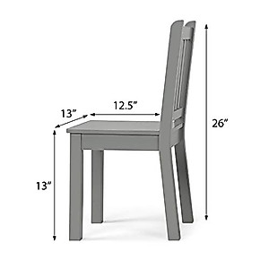Humble Crew, Grey Kids Wood Table and 2 Chairs Set, Square