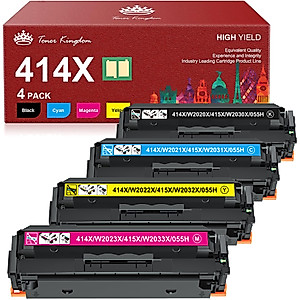 414X Toner Cartridges 4 Pack Compatible Replacement for HP 414X W2020X 414A W2020A with HP Color Laserjet Pro MFP M479fdw M454dw Printer (Black Cyan Yellow Magenta)