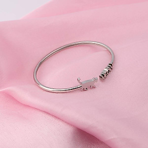 KUIYAI Tiny Cat Meow Cuff Bracelet Jewelry Cat Lover Gifts (Cuff Bangle Silver)