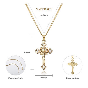 VAttract Cross Necklace for Women 18K Gold Plated Cross Pendant Choker Necklace