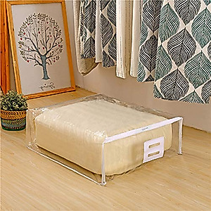 ANVI HOME Clear Vinyl Zippered Storage Bags with Handle 15x18x6 Inch Pack of 6 for Blanket, Linen, Sweater, Bed Sheet, Quilt, Clothes, Pillow, Comforter, Foldable