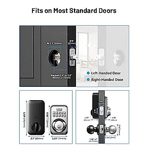 Keyless Entry Door Lock with 2 Knobs, Zowill DK01K Keypad Door Lock with Handle, Front Door Lock Set, Auto Lock, One-Touch Lock, One Time Code, IP54 Waterproof, Easy Installation - Satin Nickel