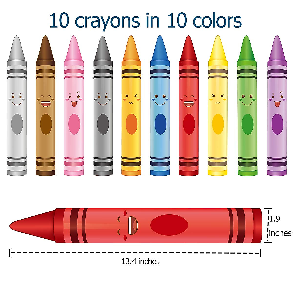 Crayon Wall Decals 10 Color Sticker for School Classroom Art Room Decoration