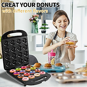 Mini Donut Maker, Mini pancakes maker Machine, Bake 16 Mini Doughnuts, Non-stick Surface, cake machine, Double-sided heating, Perfect for Breakfast, Snacks, Desserts & More